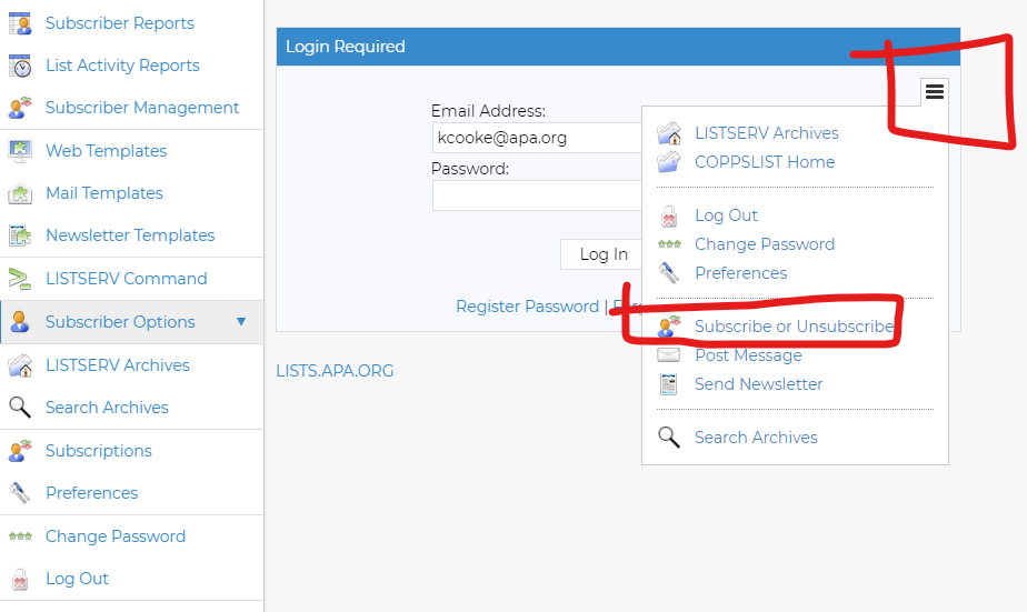 Listserv tips #1: How to create a Listserv login, change your email address, and join APA-hosted ...