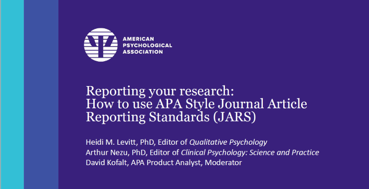 Reporting your research: How to use APA Style Journal Article Reporting ...